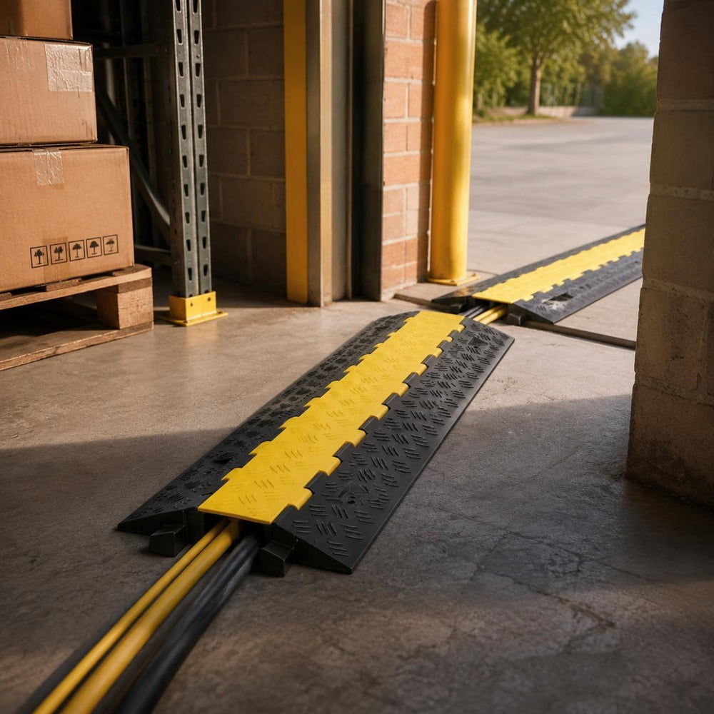 2 Channel Cable Protector Ramp, 22000 Lbs Capacity TPU Wire Cord Cover ...