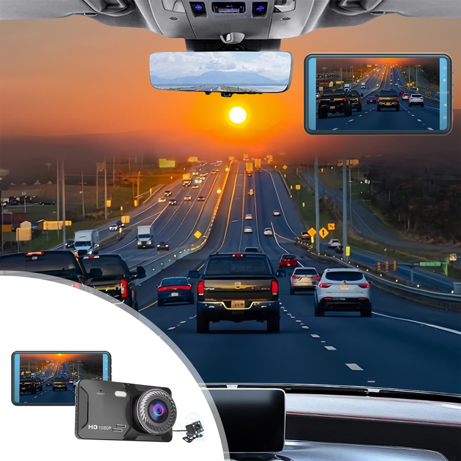2 Channel Dash Cam Front And Rear Inside1080P Dash Camera For Cars ...