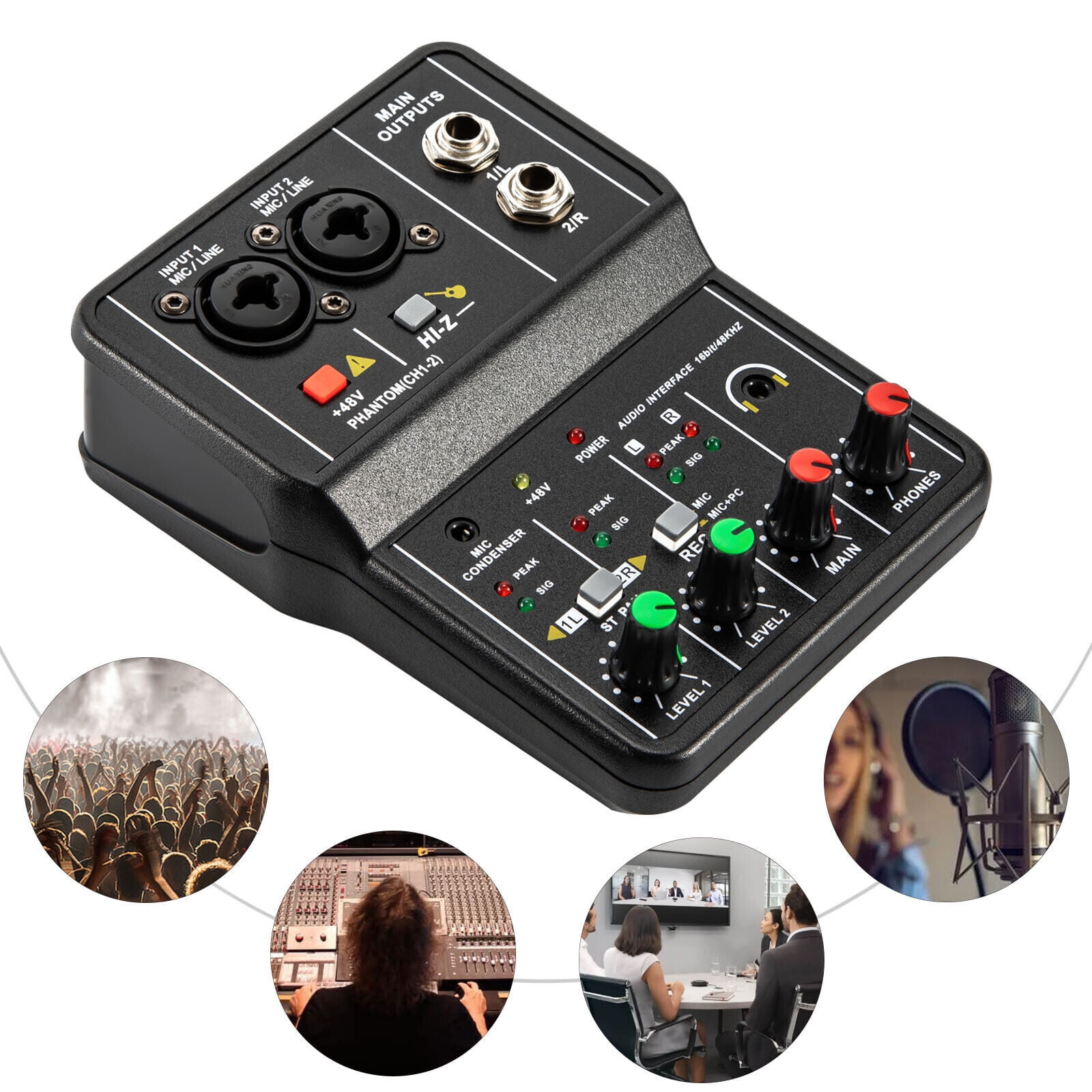 2 Channel Mini Audio Mixer Bluetooth USB DJ Sound Mixing Console ...