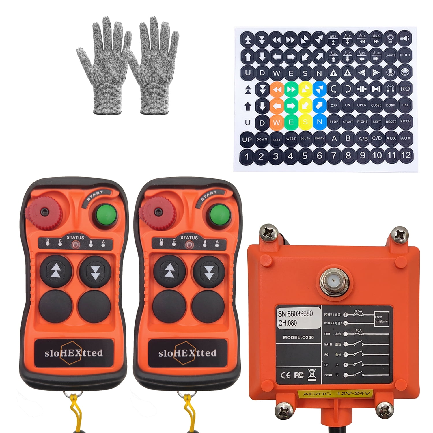 2 Channel Mini Industrial Wireless Crane Radio Remote Control 12V 24V ...