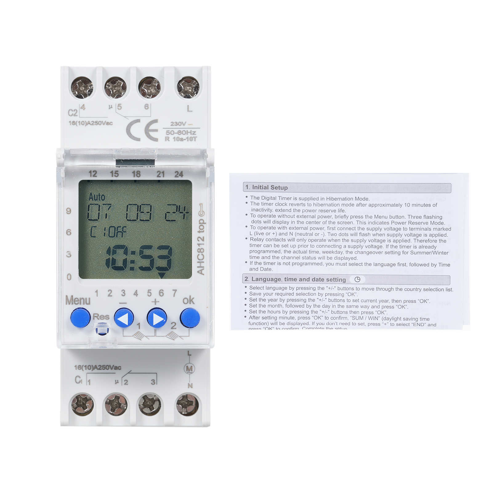 2 Channel Timer Programmable Timing Switch AHC812 230V 16A Weekly ...
