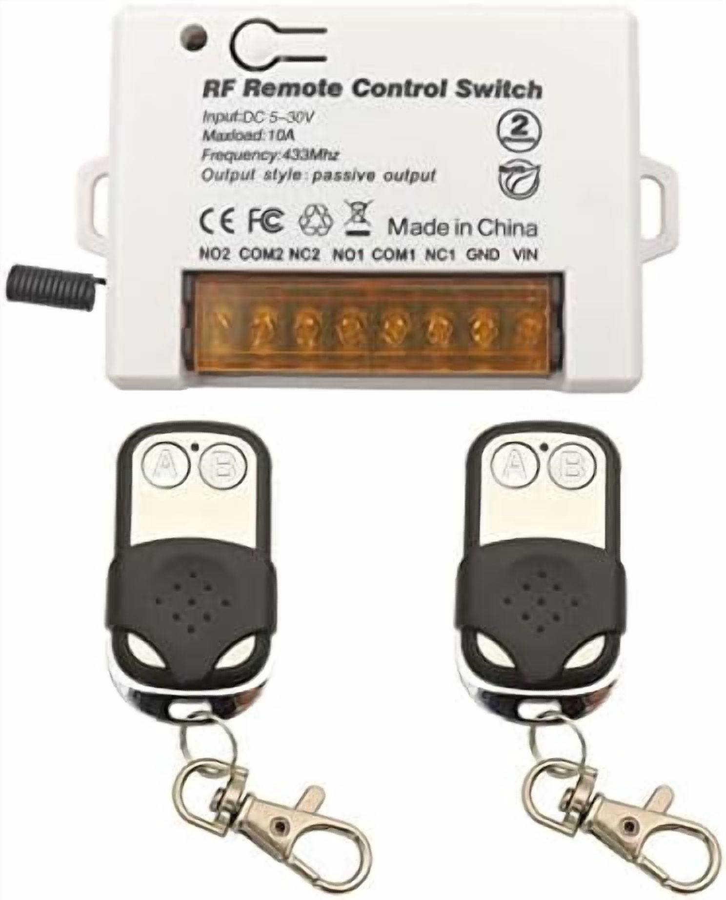 2 Channels Wireless Relay Remote Control Switch 433Mhz RF DC 5V 12V 24V ...