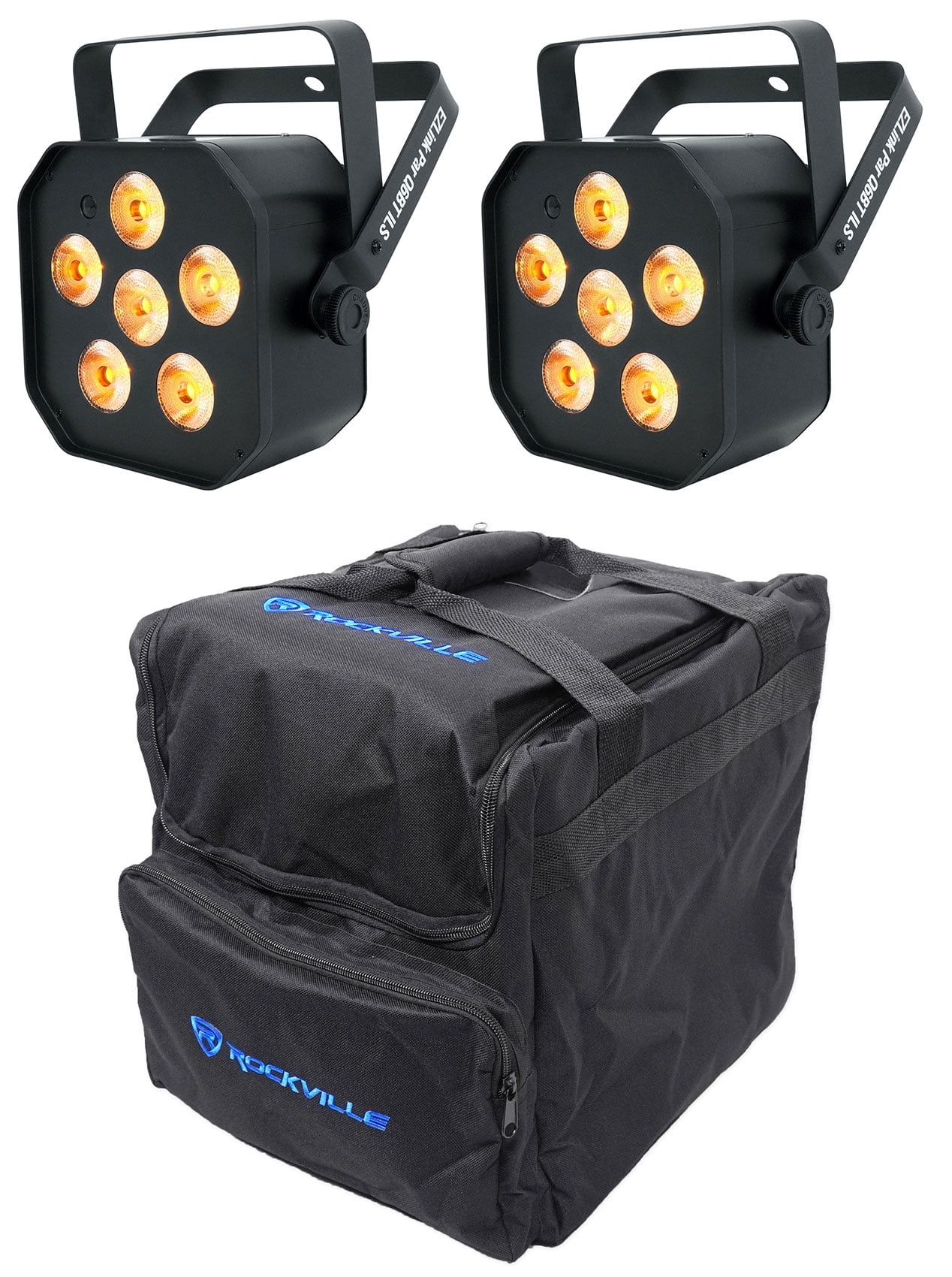 2) Chauvet DJ EZLink Par Q6BT ILS RGBA Bluetooth Rechargeable Wash Up-Lights+Bag - Walmart.com