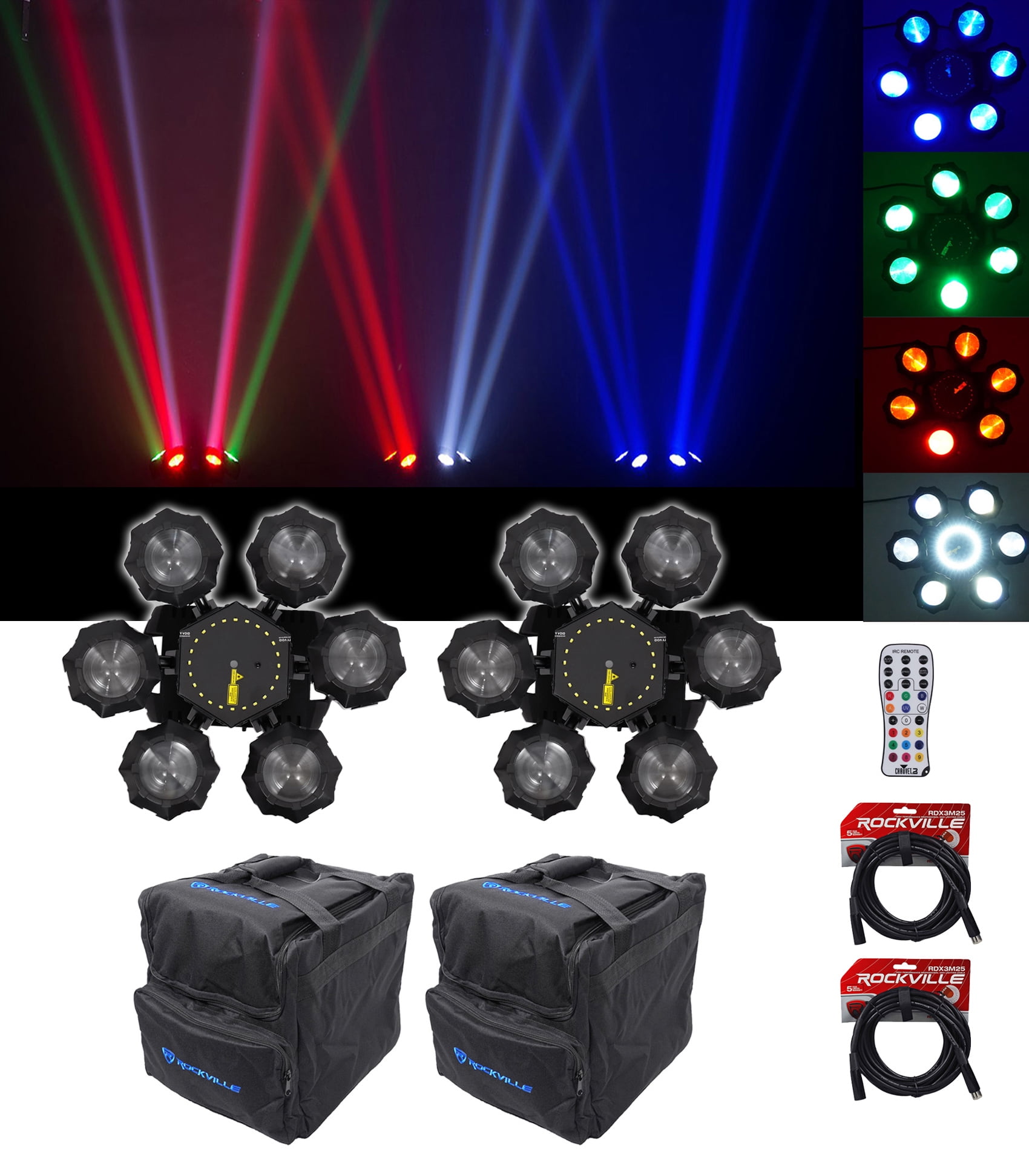 Chauvet DJ Helicopter Q6 Rotator Lights with DMX, Remote, Bags, and ...