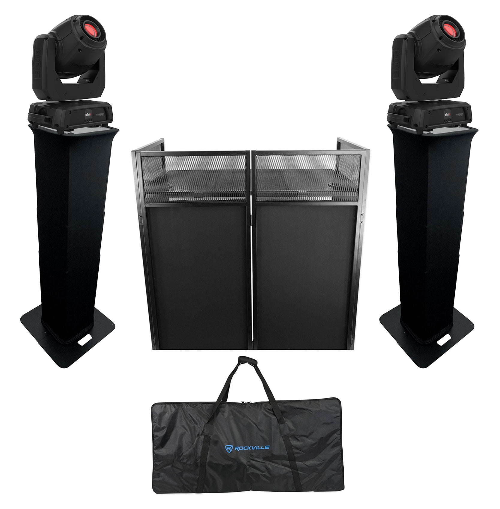 2) Chauvet DJ Intimidator Spot 360X Moving Heads+Black Collapsible ...