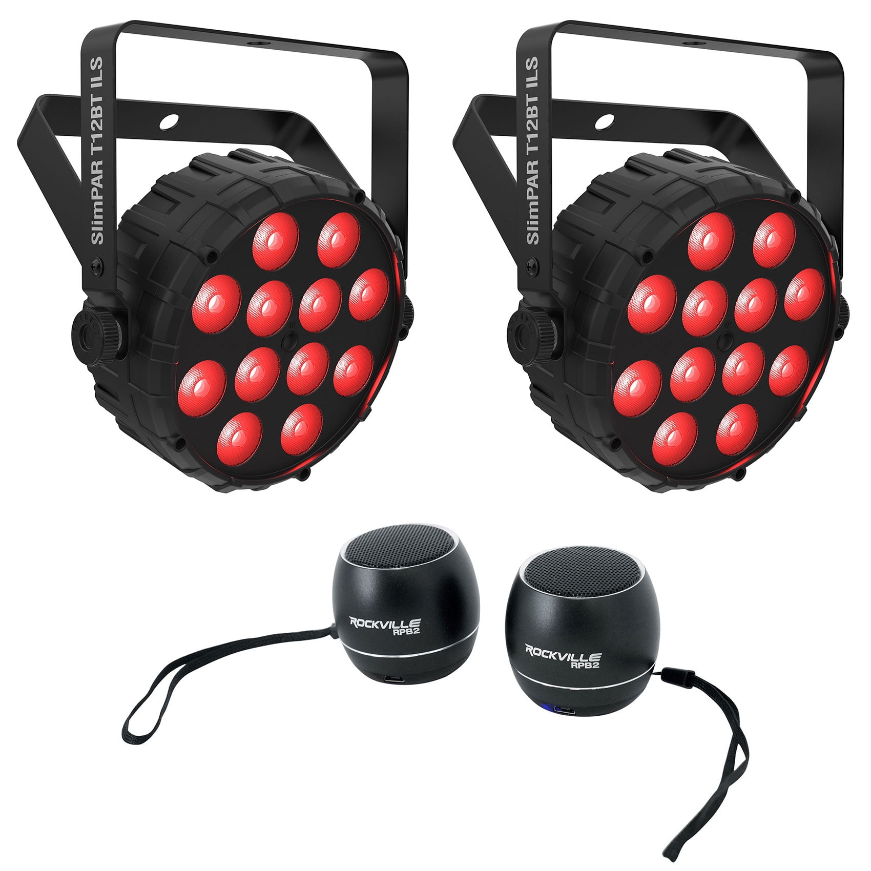 2 Chauvet DJ SLIMPAR T12 BT ILS Bluetooth Wireless Par Wash Lights+Home ...