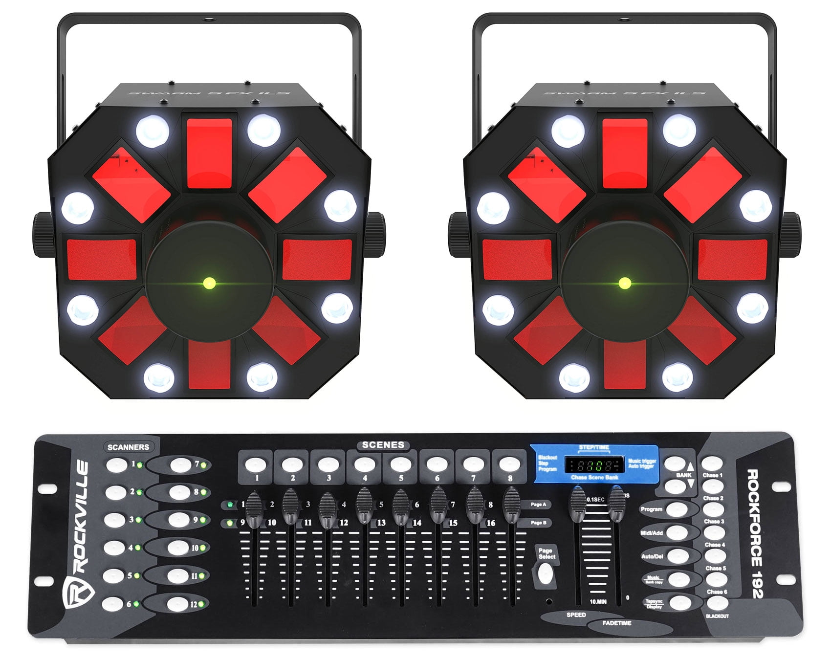 2) Chauvet DJ Swarm 5 FX ILS RGBAW Rotating Derby/Laser/Strobe Lights+Controller - Walmart.com