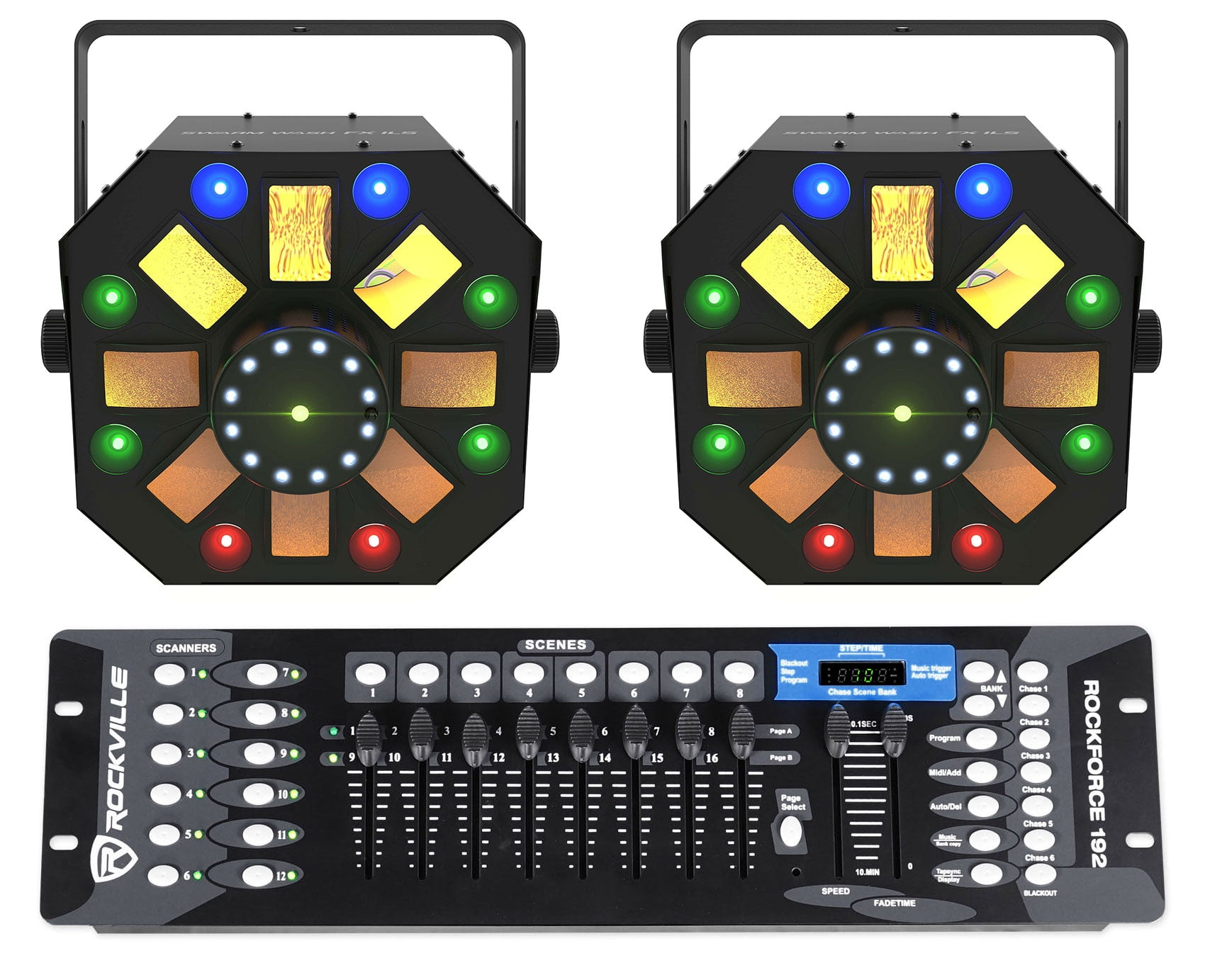 (2) Chauvet DJ Swarm Wash FX ILS RGBAW+UV LED Derby/Laser Lights+DMX ...