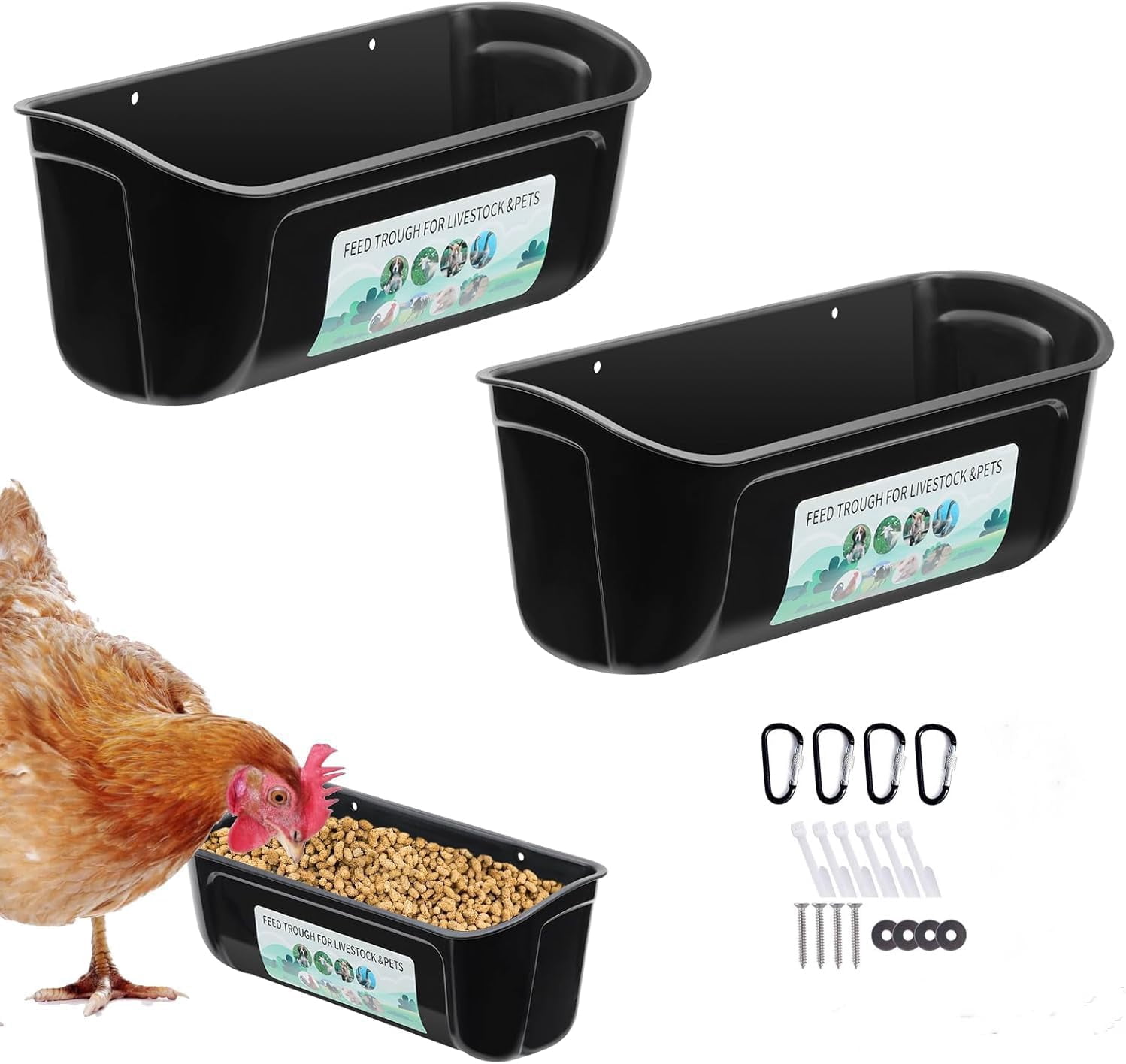 2 Chicken Duck Feeder, Poultry Feeders and Waterers, Goat Feeder ...