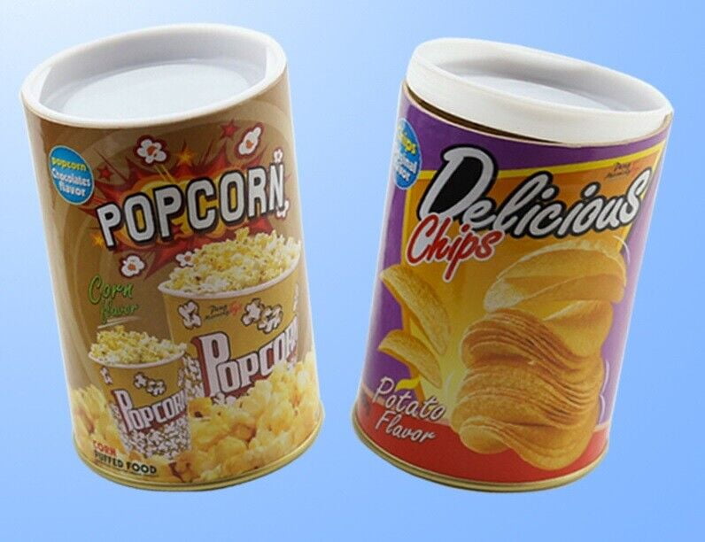 2 Chip & Popcorn Barrels Fake Snake out of Can April Fool Scary Trick ...