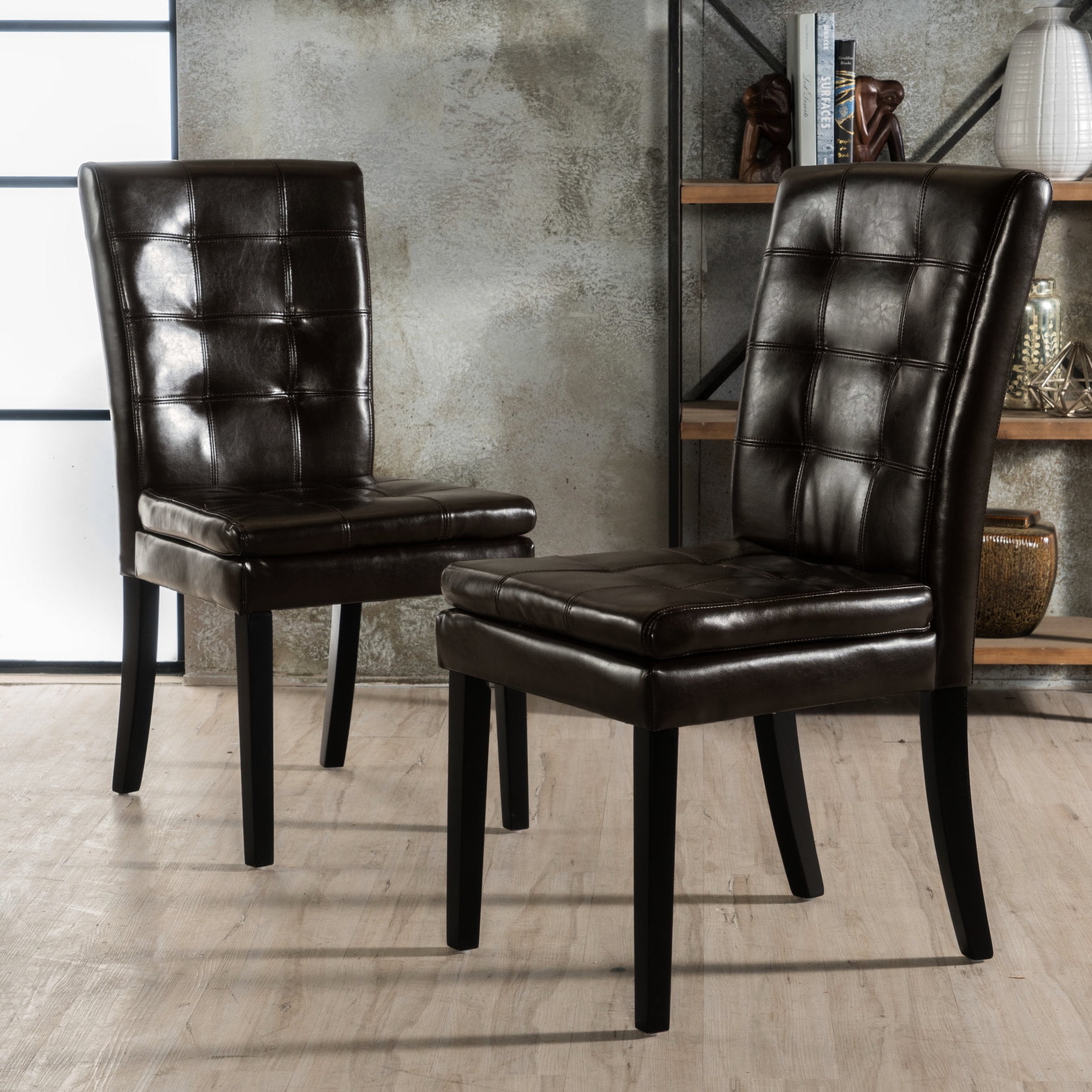 2 Chocolate Dining Chairs of PU Leather | High - Quality Construction ...