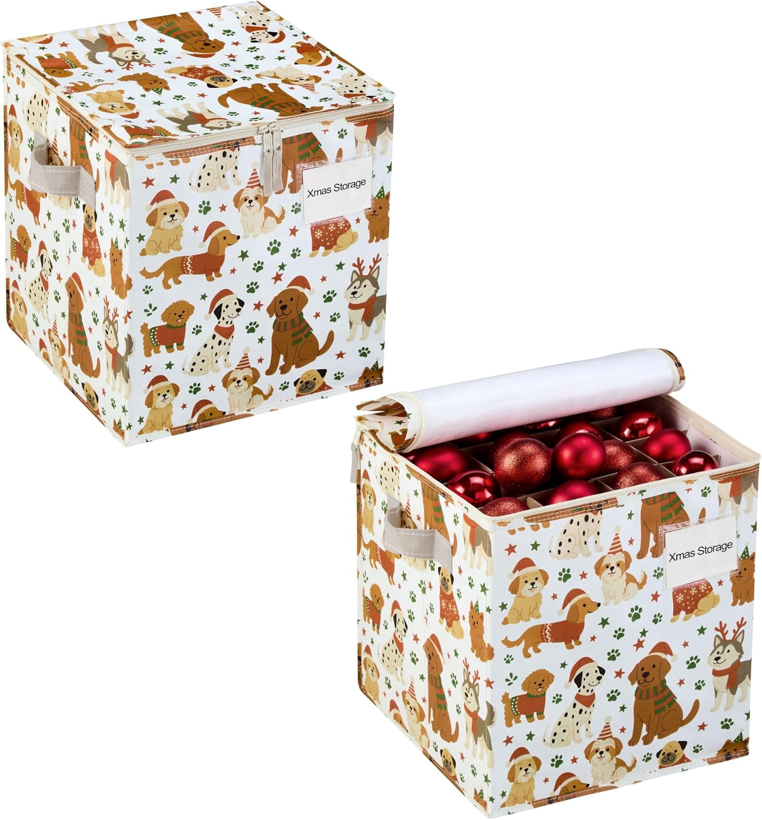 2 Christmas Ornament Storage Box, Stores up to 64 Holiday Ornaments ...