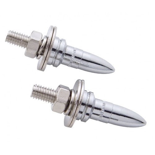 (2) Chrome Bullet Shaped License Plate Frame Holder Bracket Nut ...