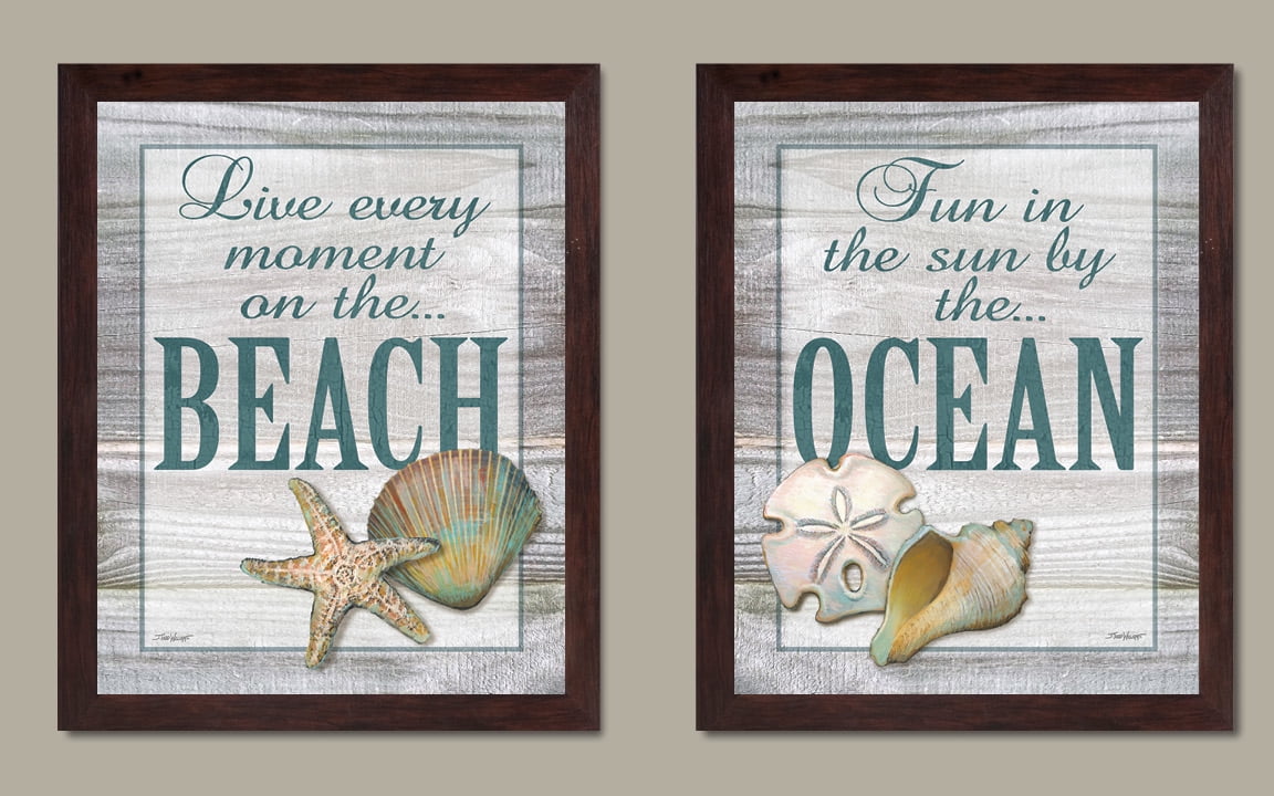 2 Classic Inspirational Beach Signs; Starfish Sanddollar Conch Sea ...