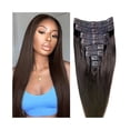 #2 Clip in Human Hair Extensions Straight Clip in Hair Extensions 8pcs ...