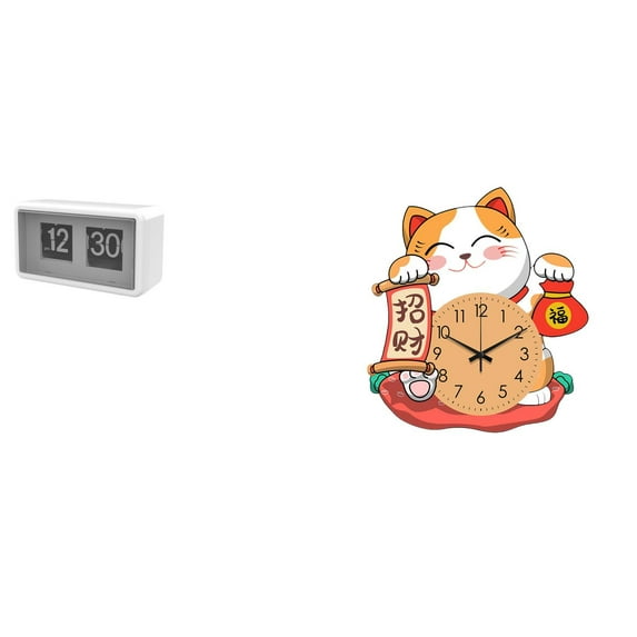 2 Clocks Wall Clock Flip Desk Clock Auto Flip Clock Easy Read Large ...