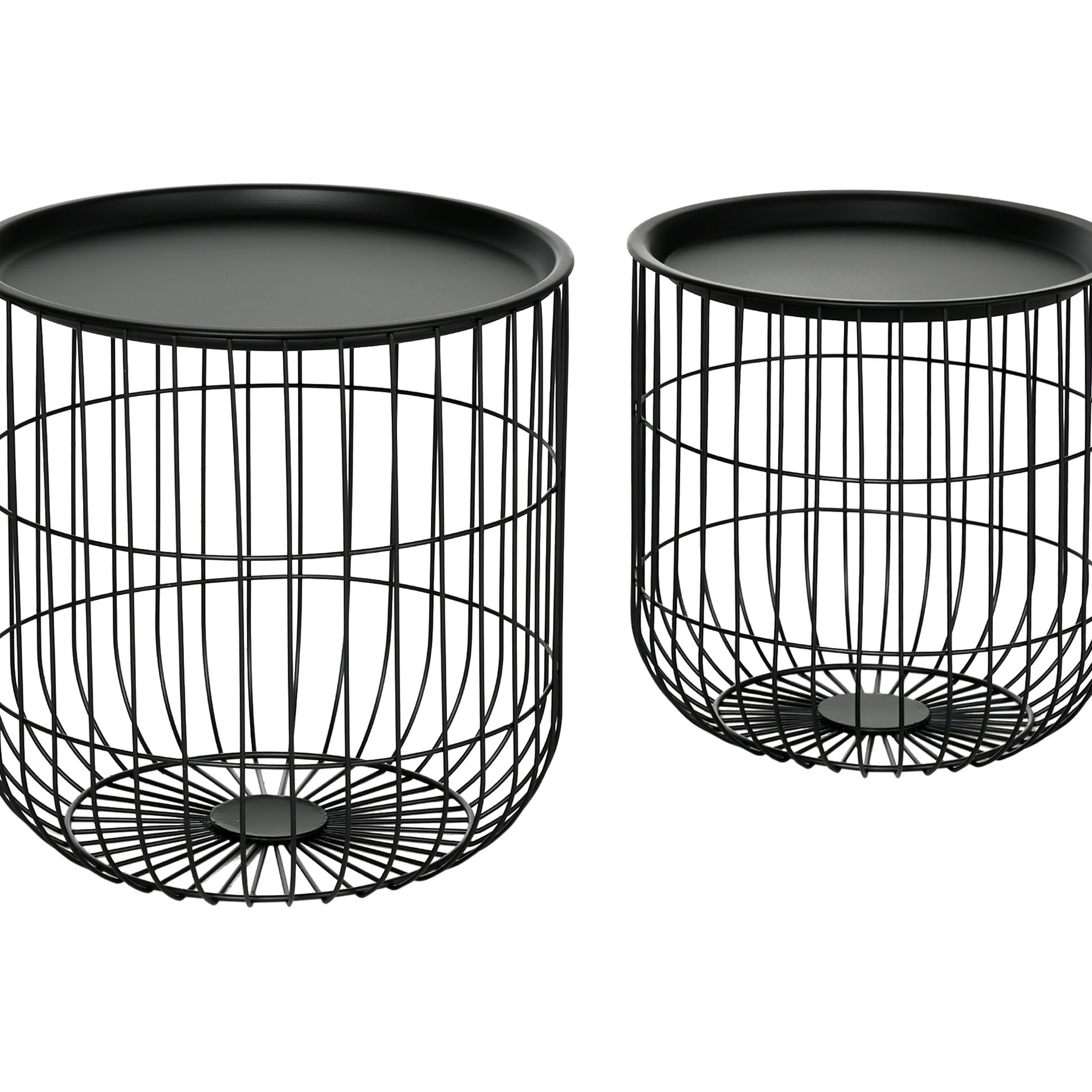 2 Coffee Table , Round With Steel Basket Construction, Removable Tops ...