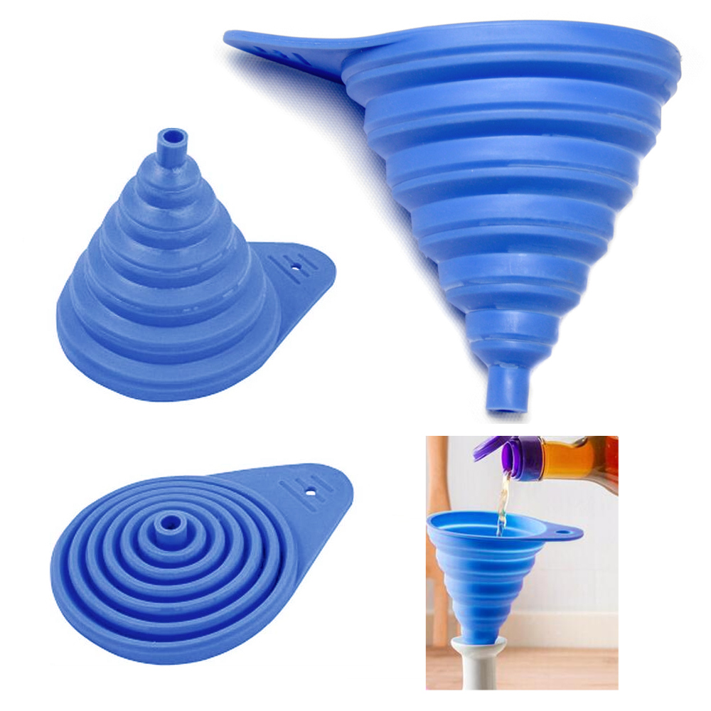 2 Collapsible Plastic Funnel kitchen Tool Foldable Oil Water Transfer ...