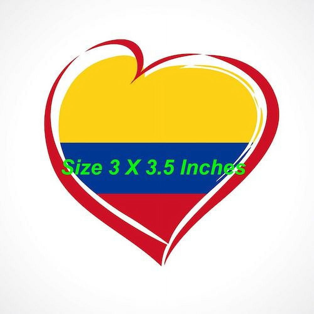 2 Colombia Flag Stickers, Vinyl Decal, Colombia Heart, Corazon de ...