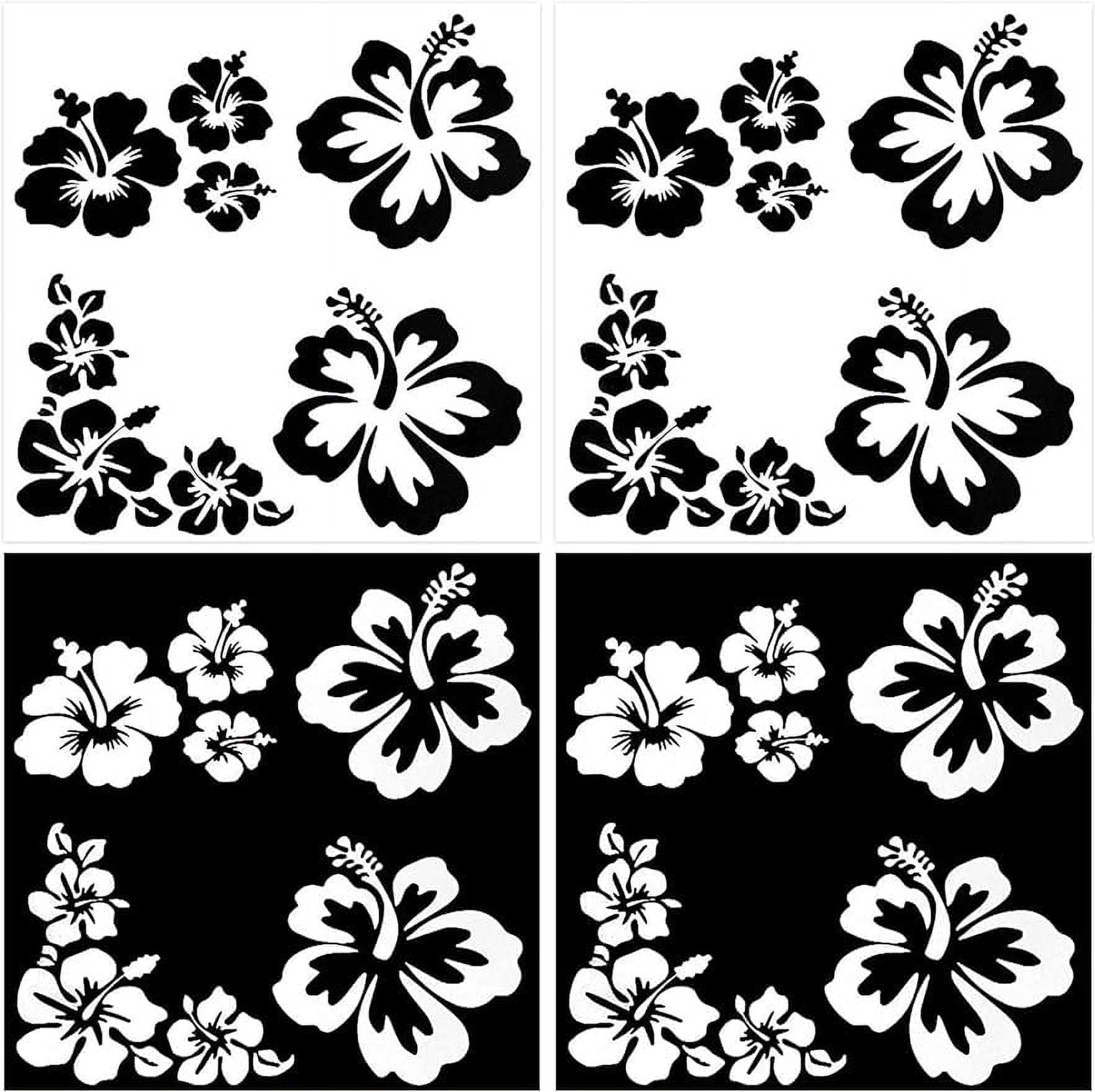 2 Color 4 Sheets Hibiscus Flower Car Sticker Hawaiian Stickers and ...