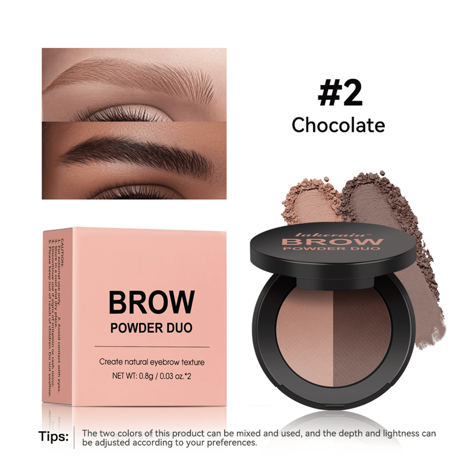 2 Color Eyebrow Powder Makeup Kit, Eye Brow Contour Palette for ...