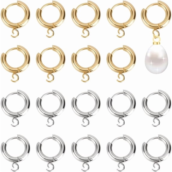 2 Color Huggie Earring Hook Stainless Steel Lever Back Earwire 20Pcs ...