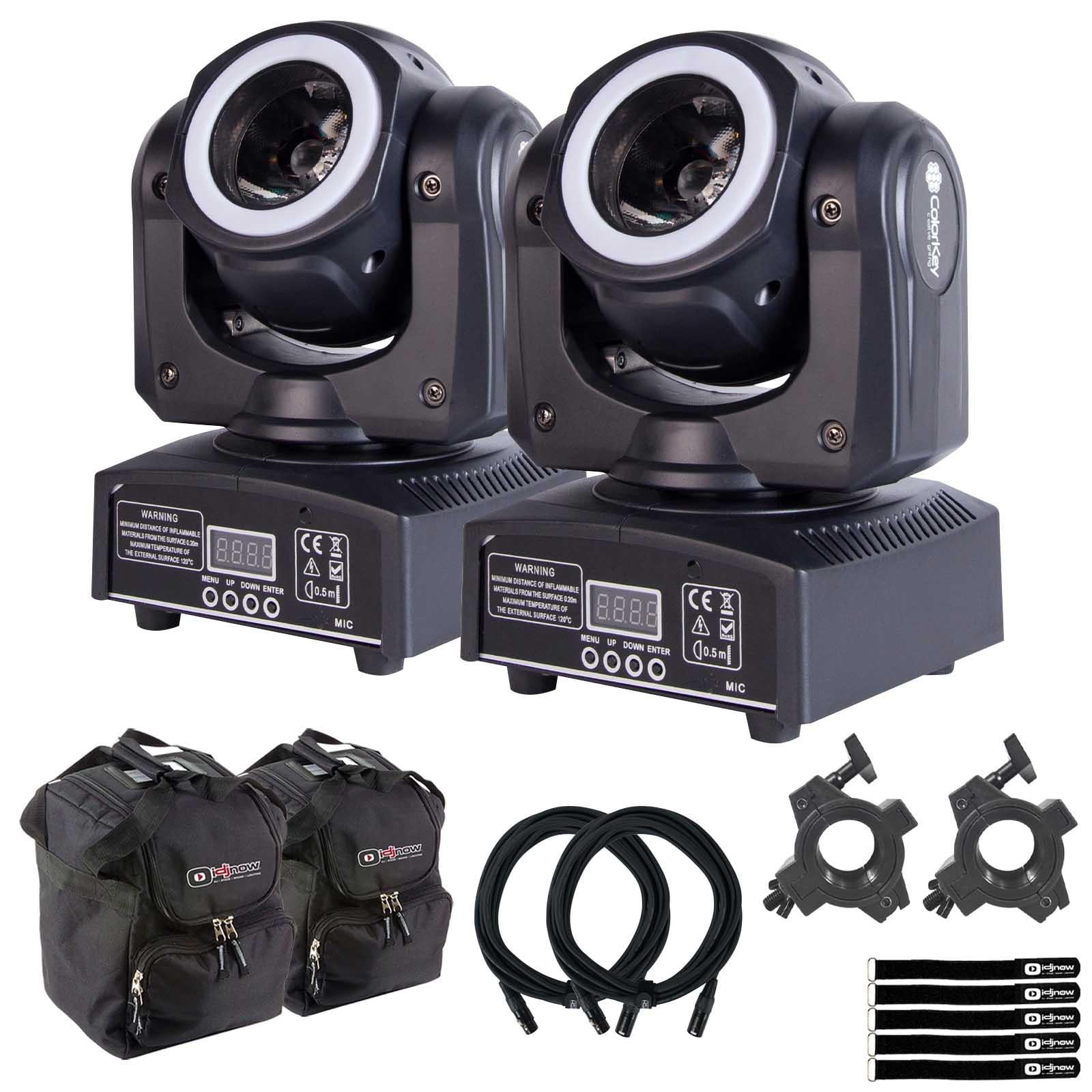 (2) ColorKey CKU-5038 Mover Halo Beam QUAD MKII Compact Moving Heads ...