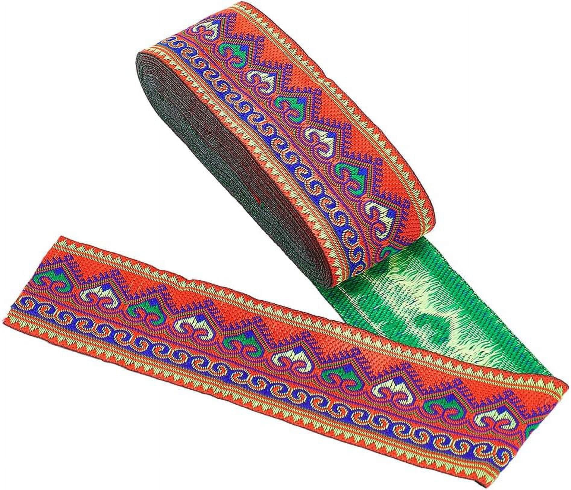 2 Colors 2 Inch Jacquard Ribbon Trim 7.6 Yards Ethnic Style Embroidery ...
