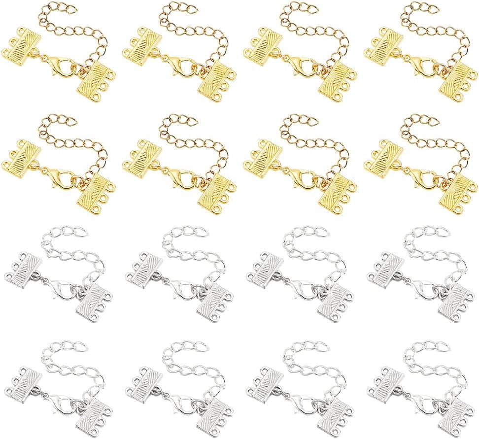 2 Colors 40Pcs Necklace Layering Clasps Gold Silver Multi Strand Clasps ...