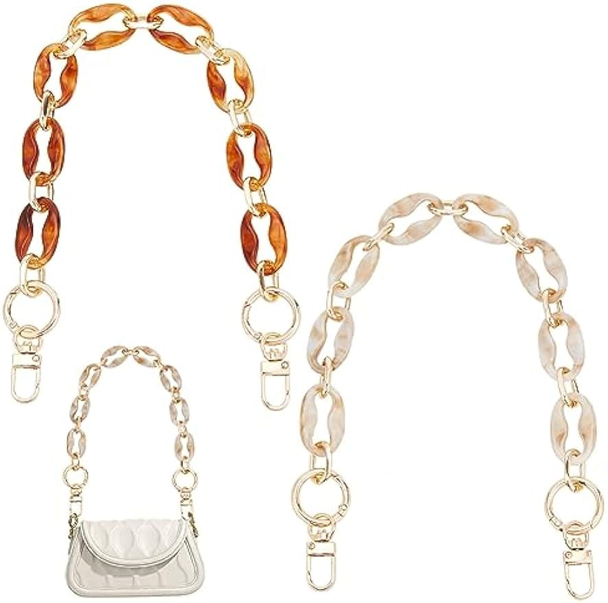 2 Colors Acrylic Chain Bag Handles 17 Inch Resin Bag Chain Strap Retro ...