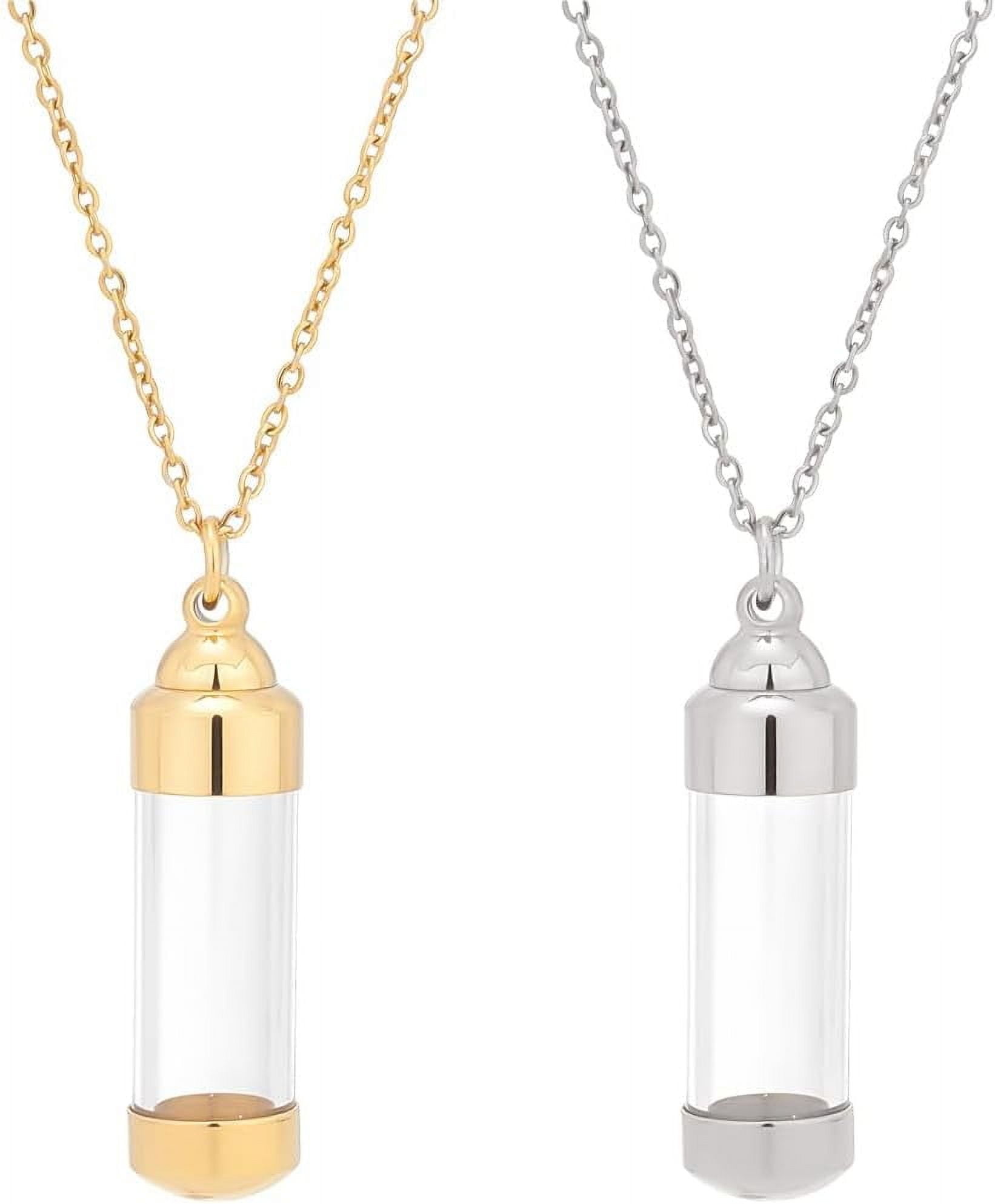 2 Colors Acrylic Vial Necklaces for Liquid Stainless Steel Cremation ...