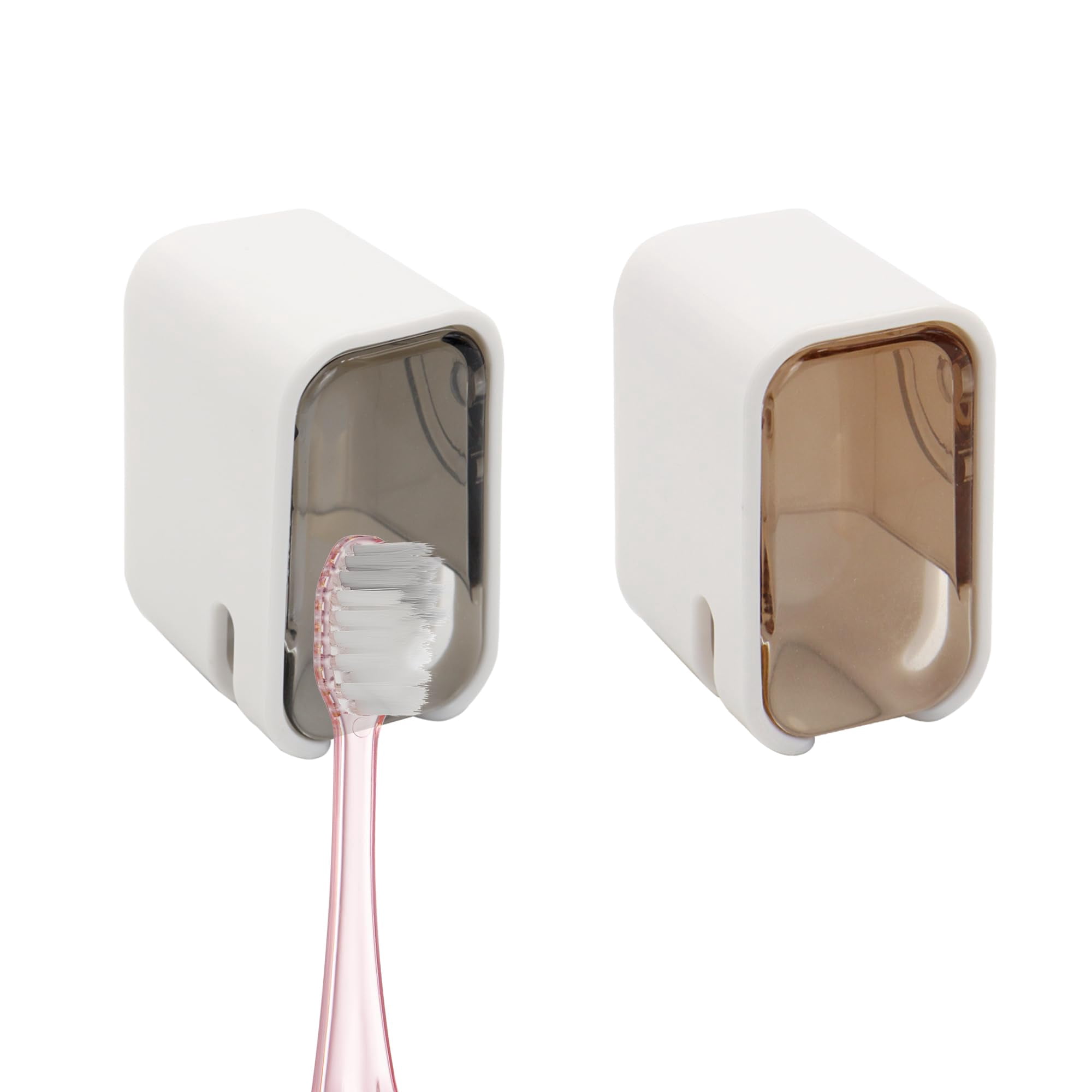 2 Colors Adhesive Toothbrush Holders, Wall Mounted Toothbrush Protector ...