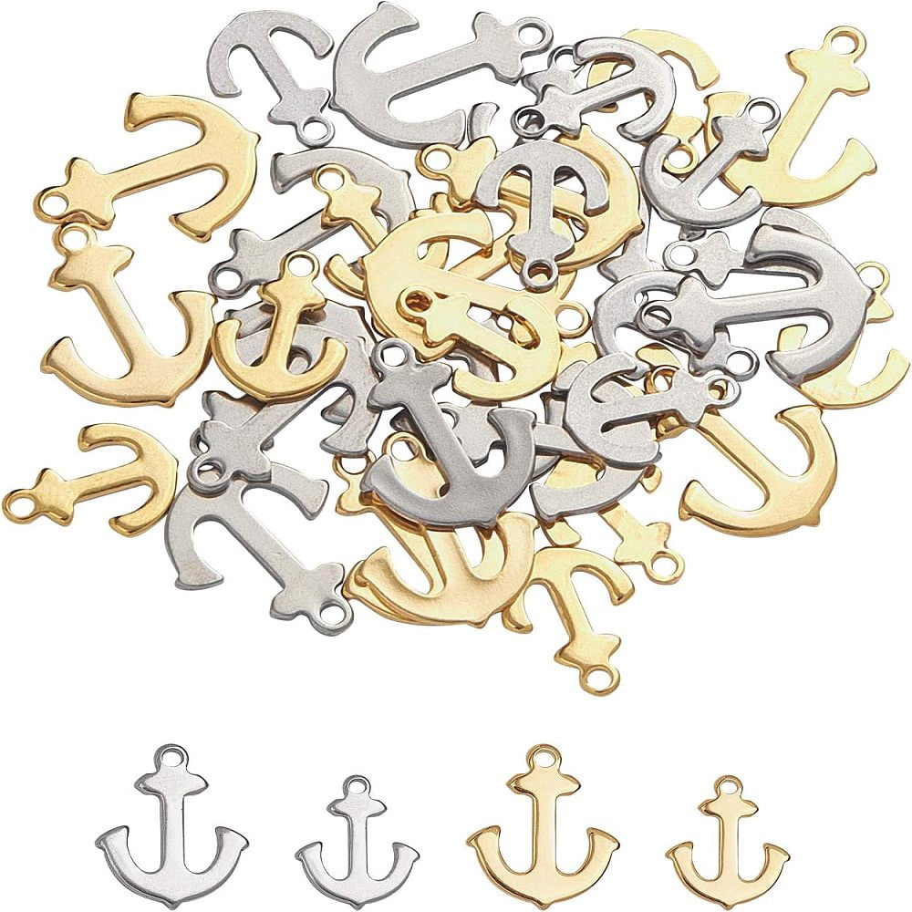 2 Colors Anchor Helm Charms 40pcs 2 Sizes Metal Anchor Pendants ...