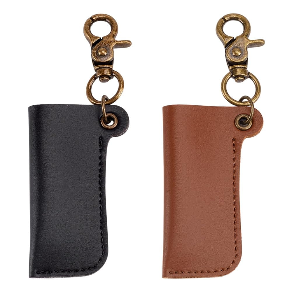 2 Colors Leather Lighter Pouch Holder with Alloy Clasps 4.7" Lighter ...