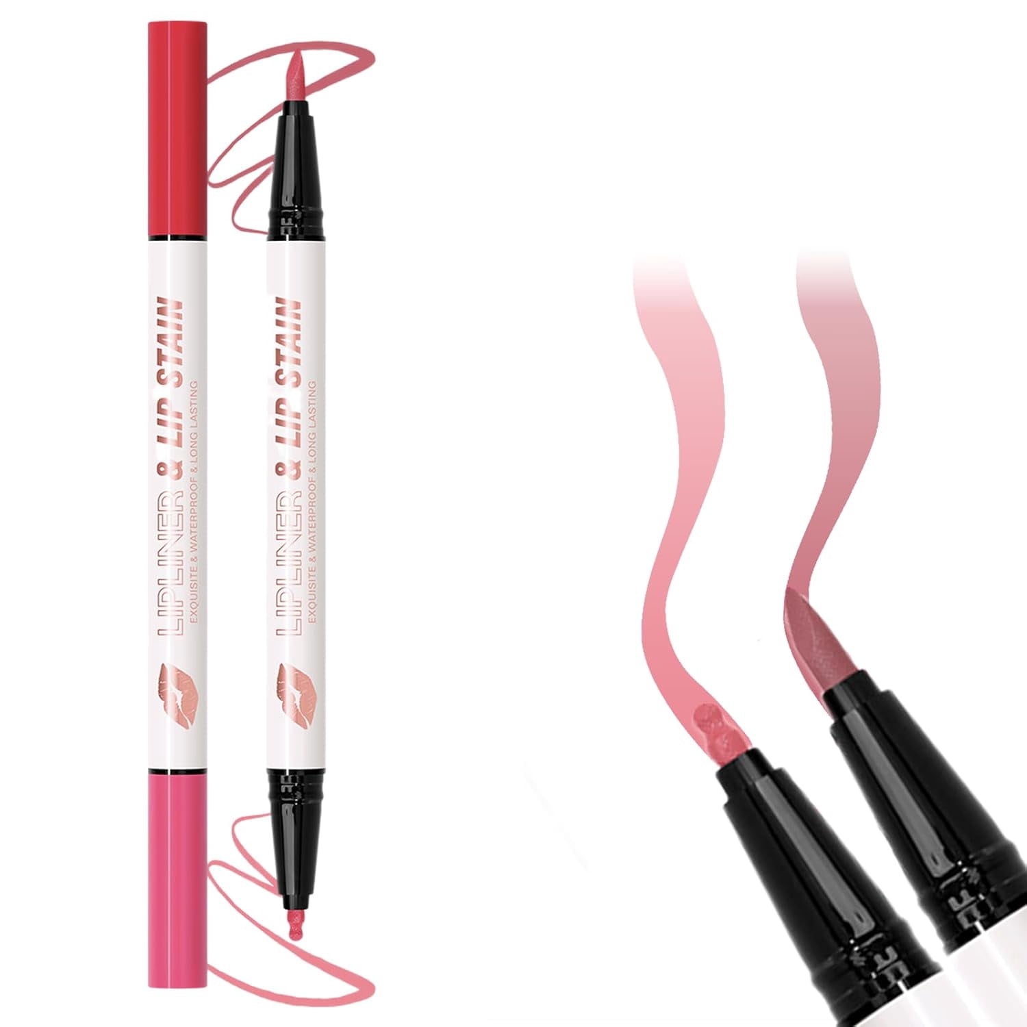 2 Colors Lip Liner Pen, 2025 New 2-in-1 Double-ended Lip Tint Pencil ...