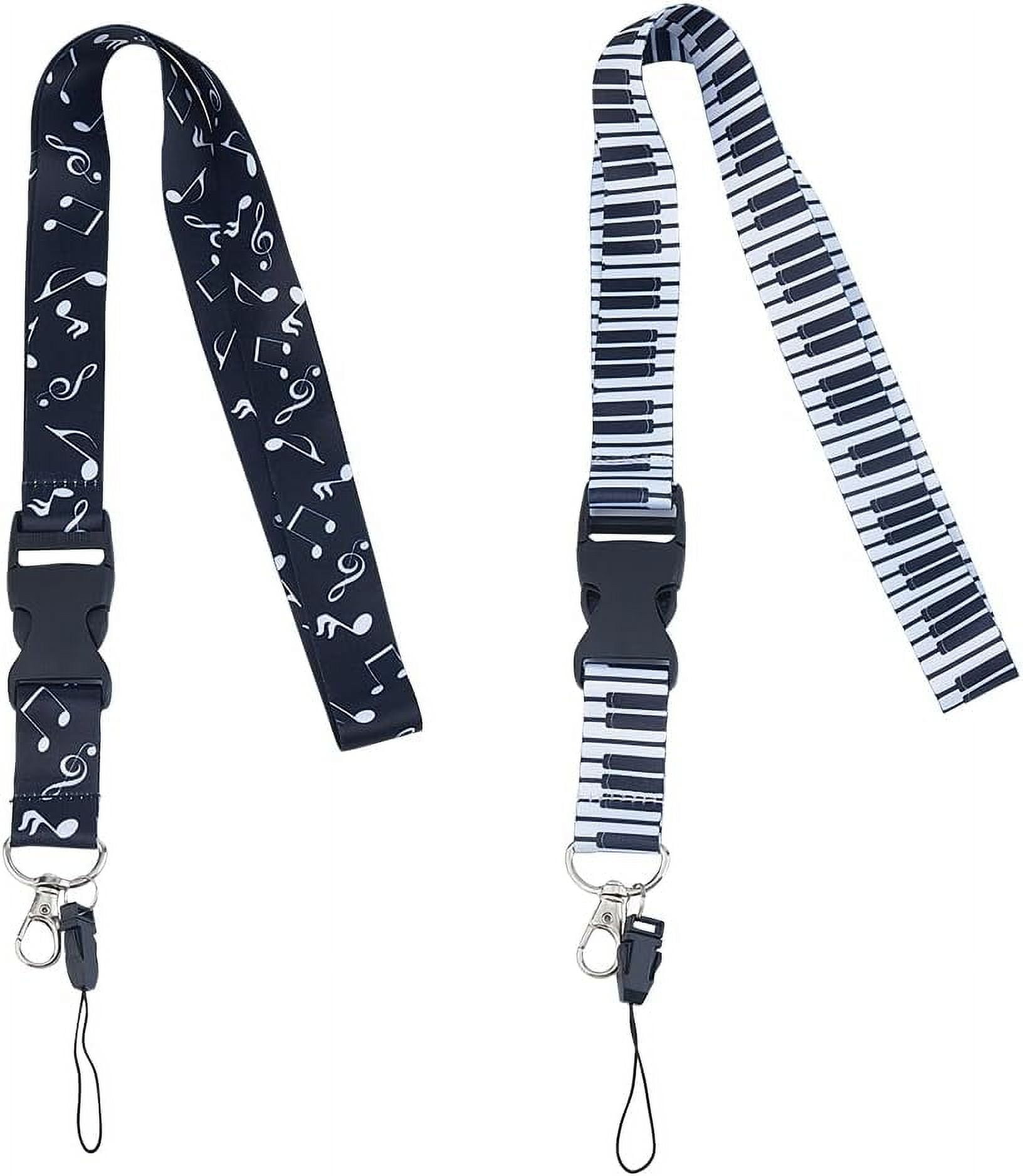 2 Colors Musical Notes Lanyard Detachable Key Card Holder Lanyard Neck ...