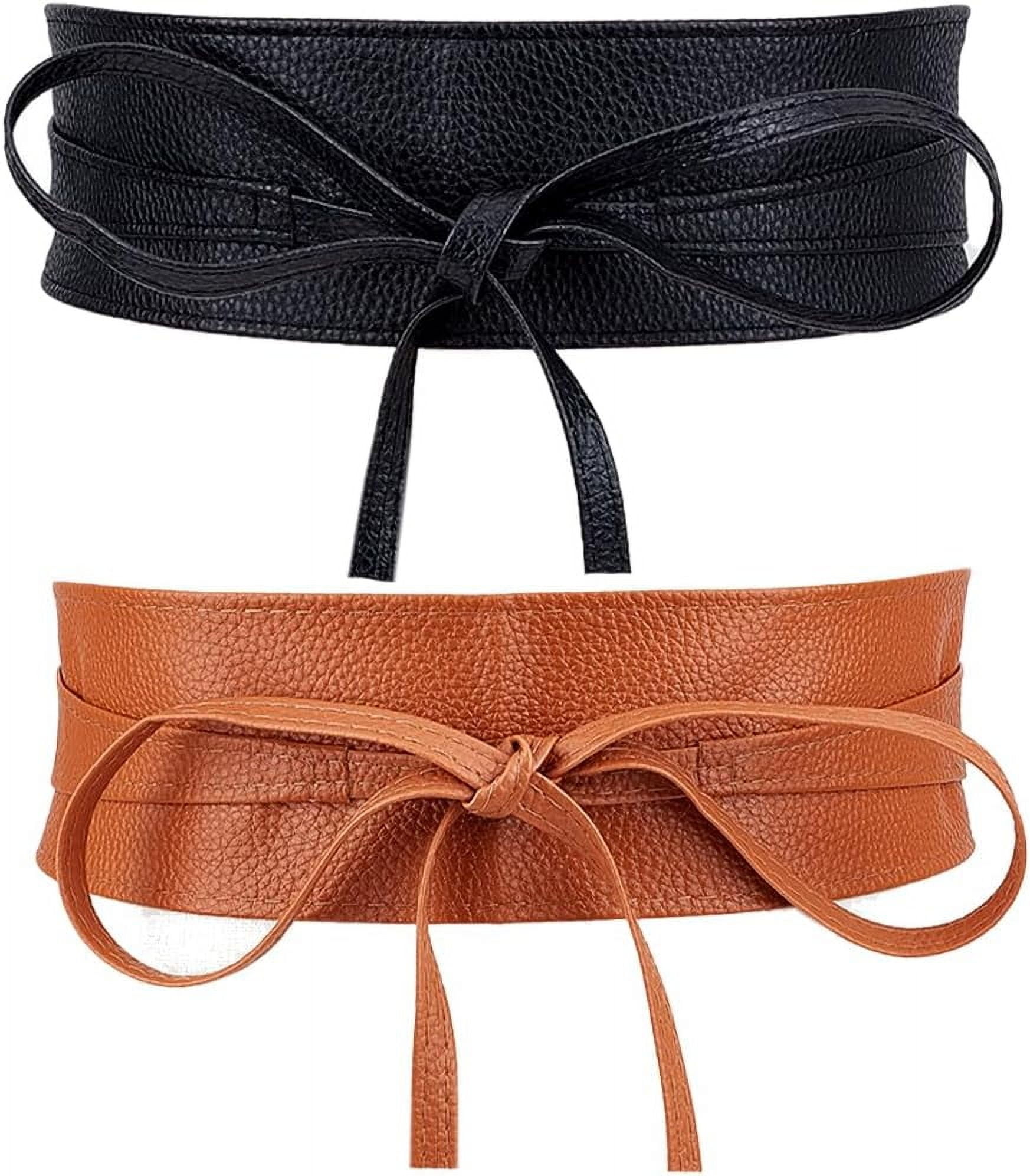 2 Colors Obi Style Waist Belt 224.6cm Imitation Leather PU Black Brown ...