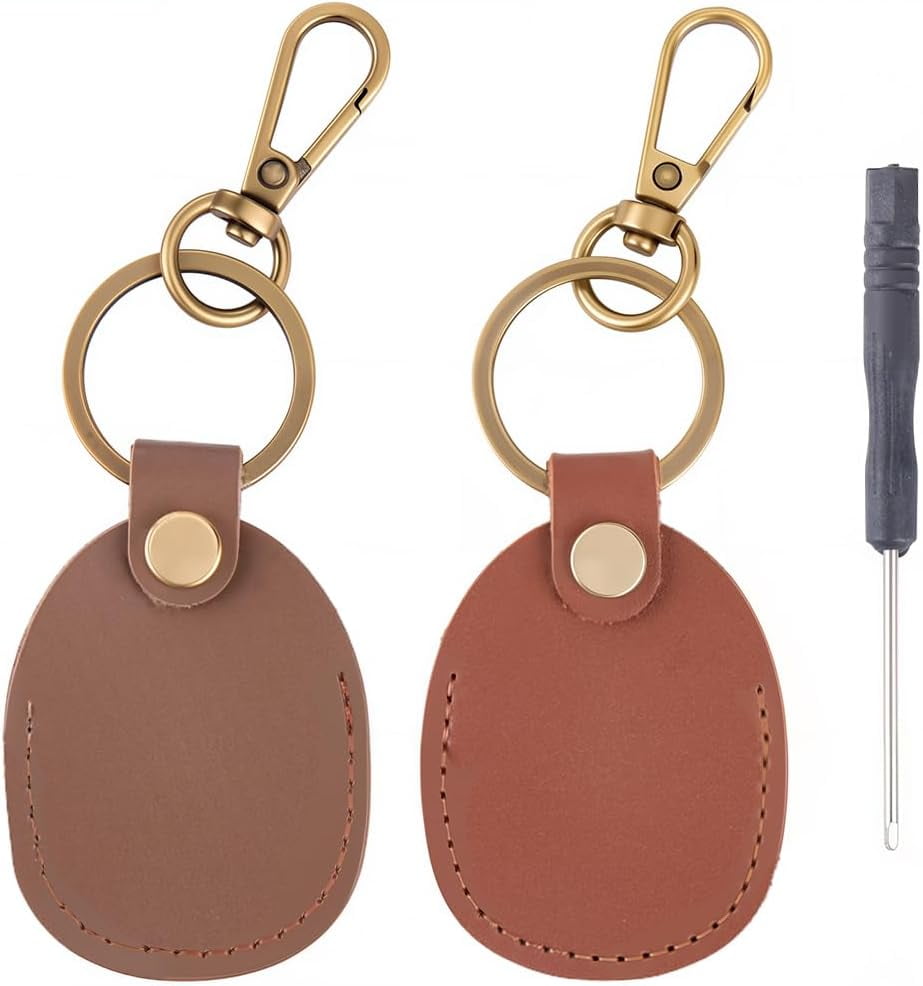 2 Colors PU Leather NFC Tag Holder Keychain Portable Scratch-Resistant ...