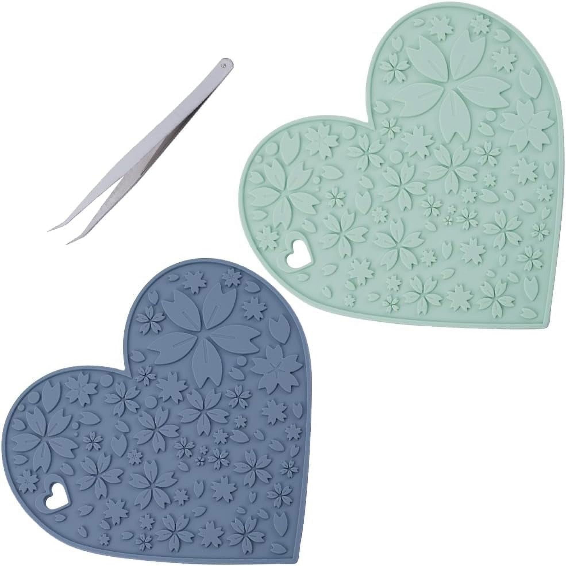2 Colors Silicone Doming Mat Heart with Flower Pattern Trivet Mat Hot ...