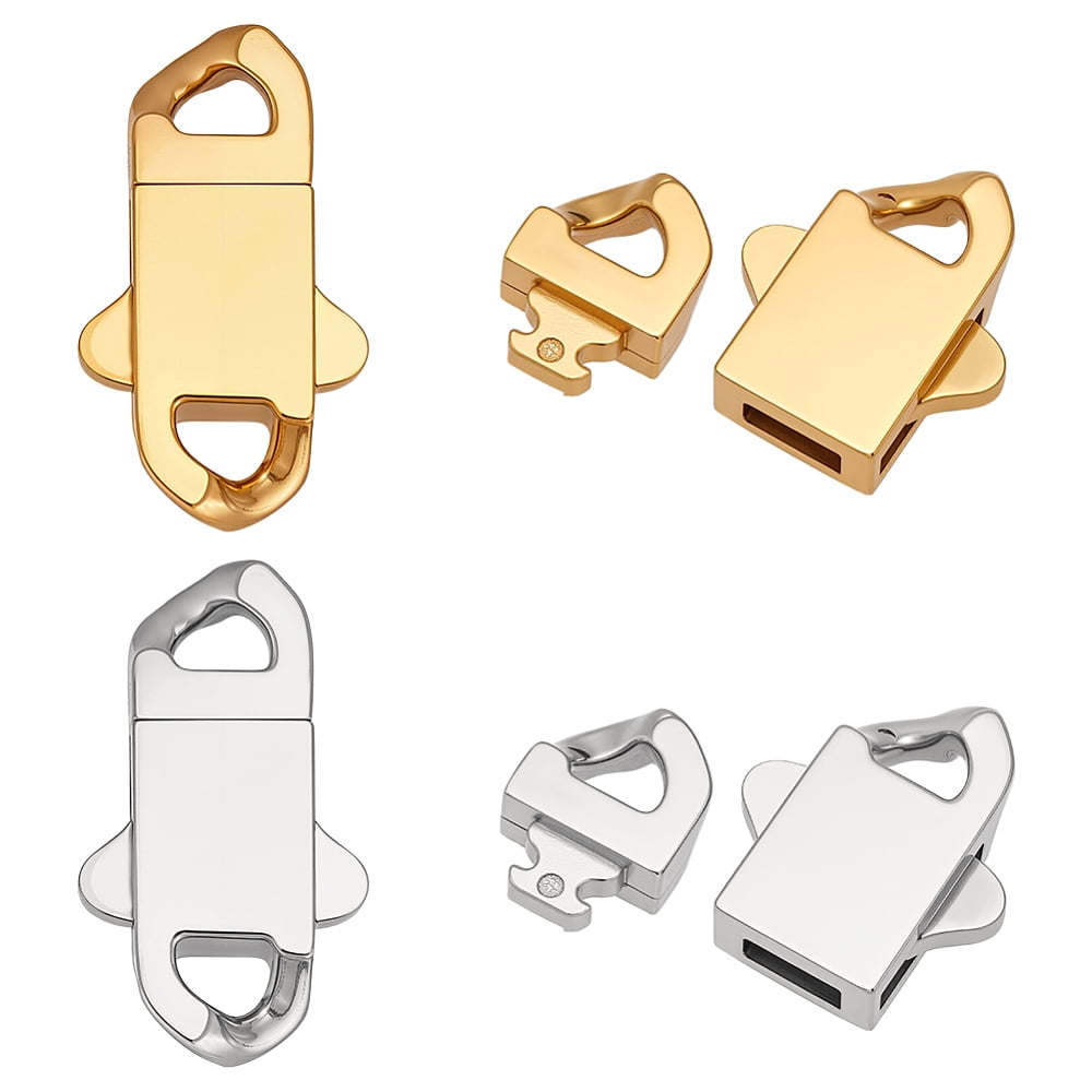 2 Colors Stainless Steel Spring Clasps Rectangle Cuban Bayonet Clasps ...