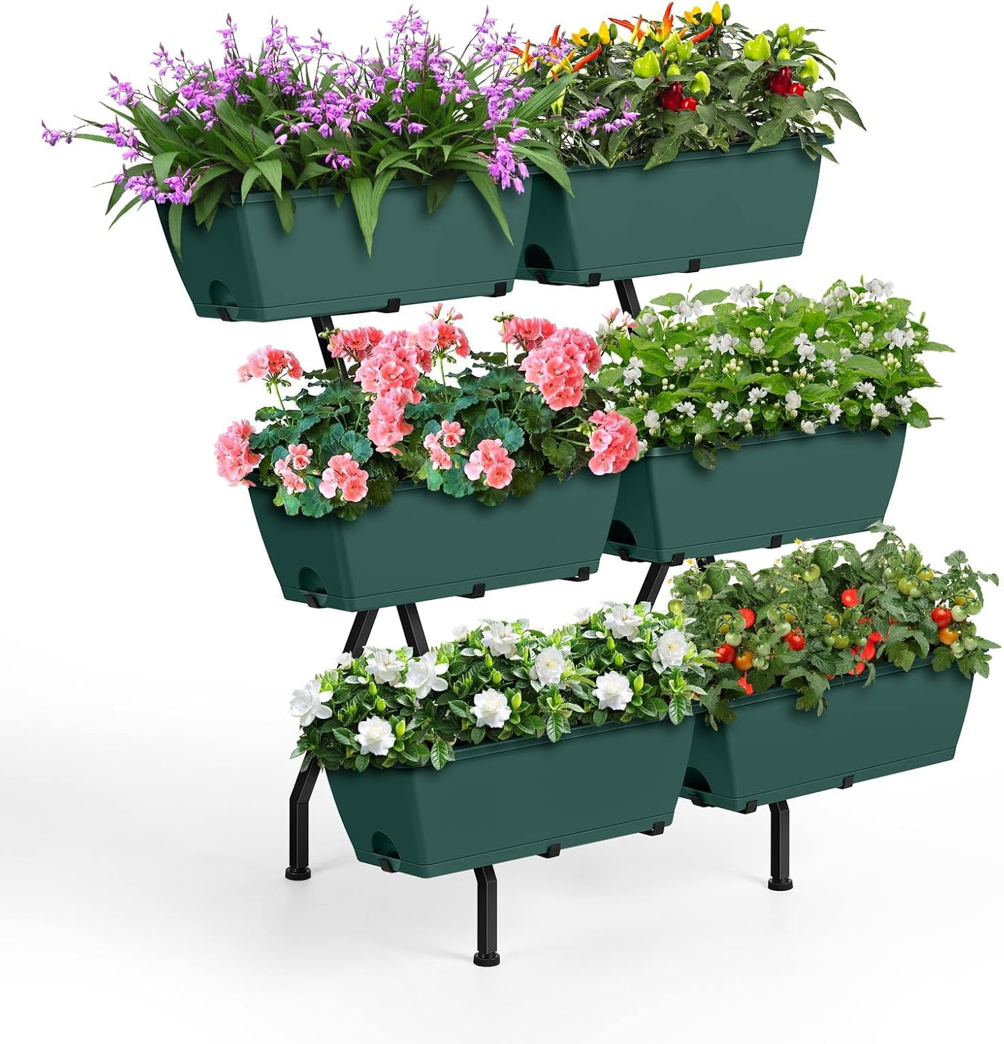 2 Column Vertical Raised Garden Beds, 6 Planter Boxes Standing Garden ...