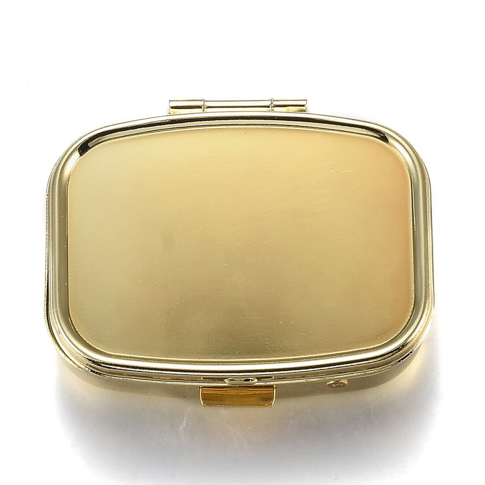 2 Compartmennts Iron Pill Box Travel Medicine Boxes with Mirror inside ...