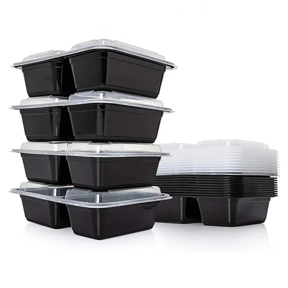 2 Compartment BPA Reusable Meal Prep Containers Rectangular Lunch ...
