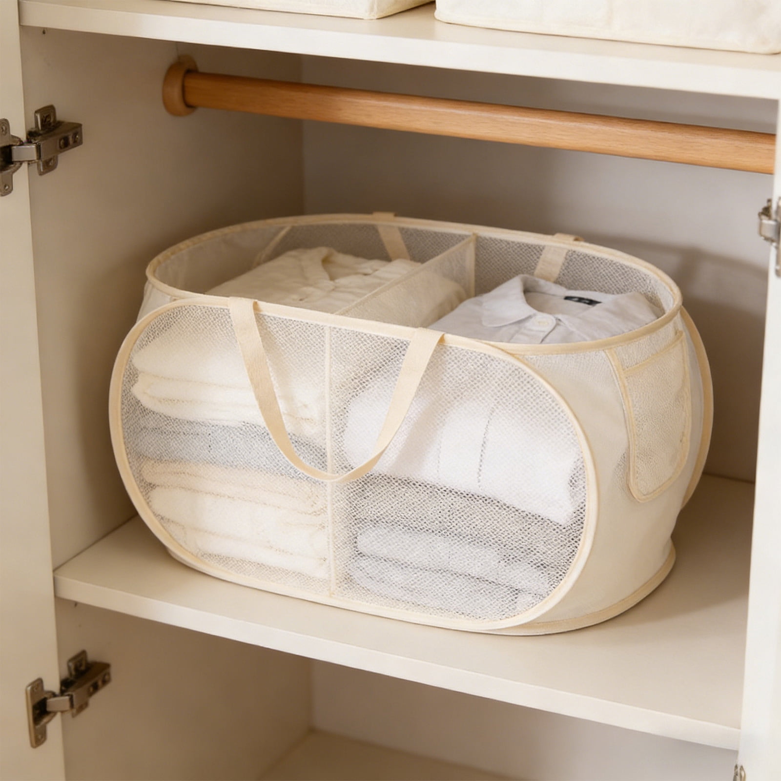 2-Compartment Mesh Laundry Hamper - Foldable and Breathable Storage ...