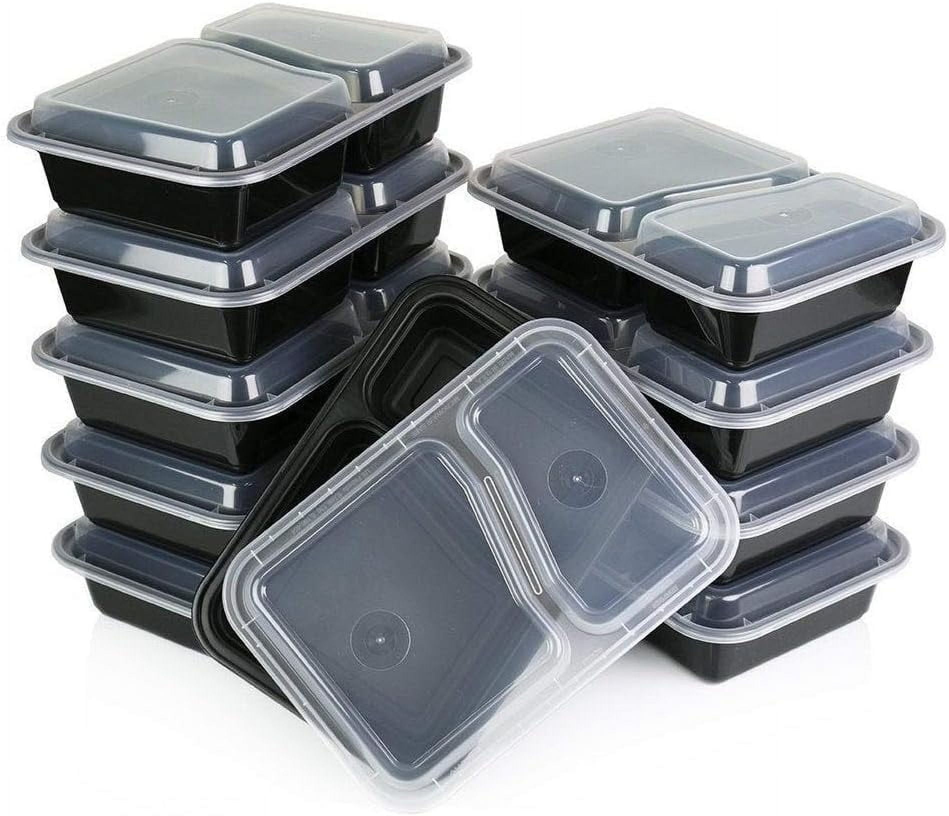 2 Compartment Premium Meal Prep Food Containers With Lids (Set Of 10 ...