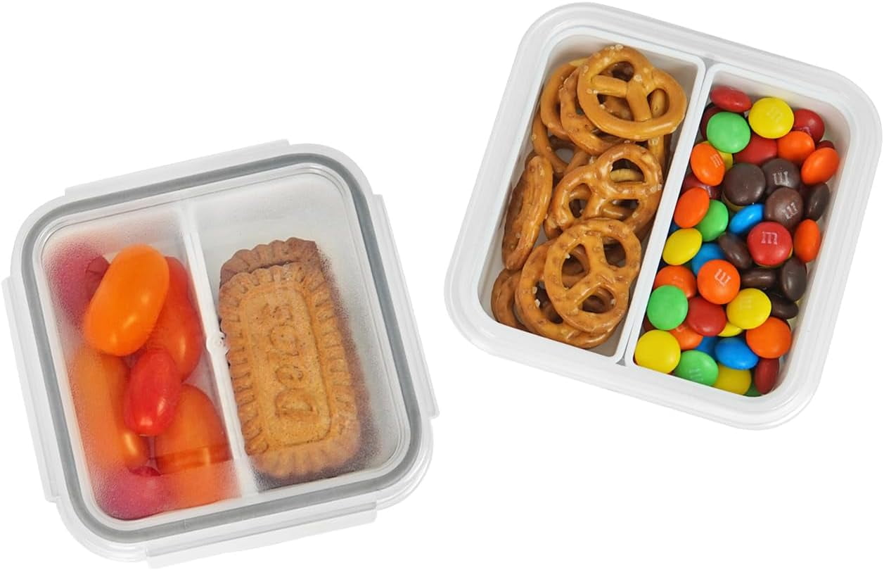 2 Compartment Small Snack Containers, Mini Snack Containers for Mini ...