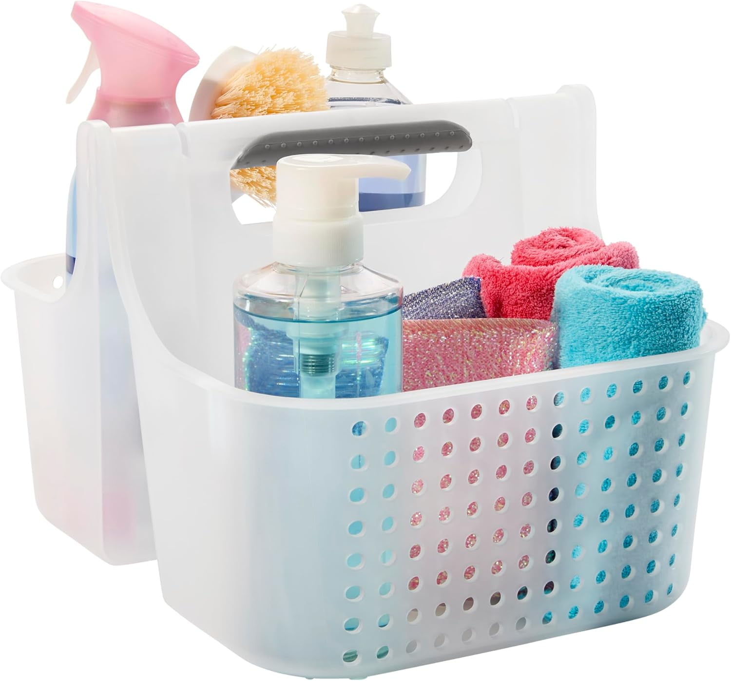 2-Compartment Soft Grip Shower Tote for Bathroom Organization, Plastic ...