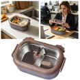 2 Compartment Stainless Steel Lunch Box With Bear Design Lid Insulated ...