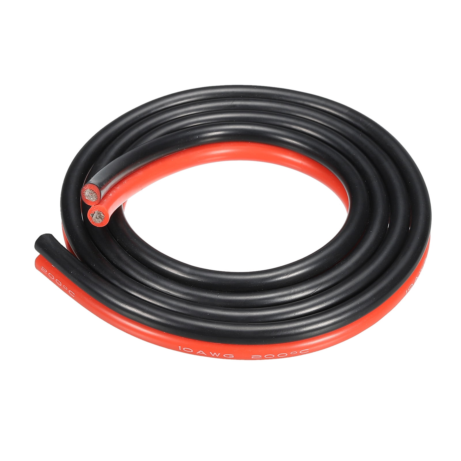2 Conductor Parallel Silicone Wire 10AWG 10 Gauge Red Black Electrical ...