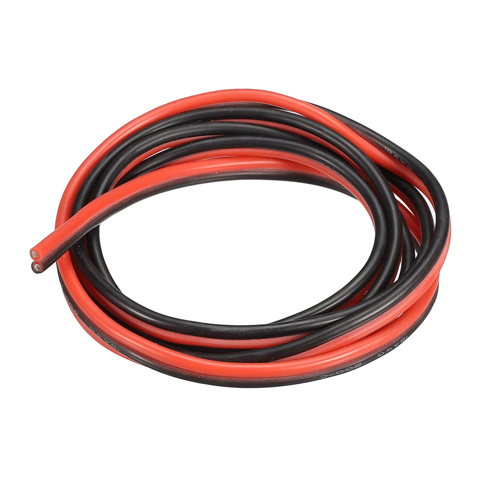 2 Conductor Parallel Silicone Wire 18AWG 18 Gauge Red Black Electrical Wire Tinned Copper 1.5m ...